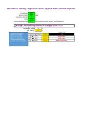 Hypothesis Testing Excel Worksheet Xlsx Hypothesis Testing Population Mean Sigma Known