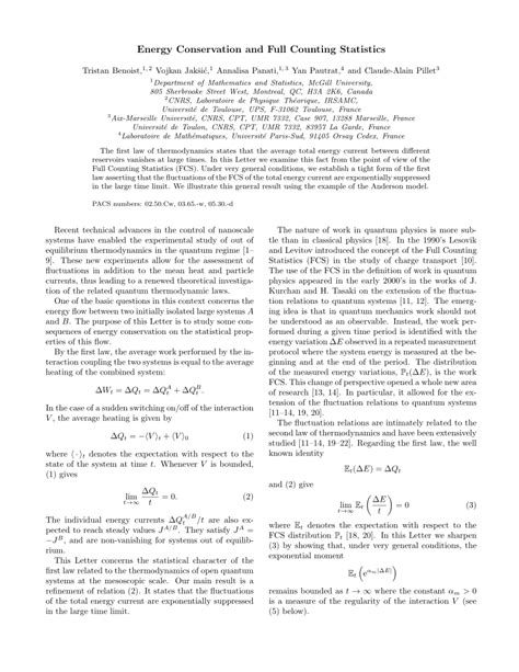 pdf energy conservation and full counting statistics