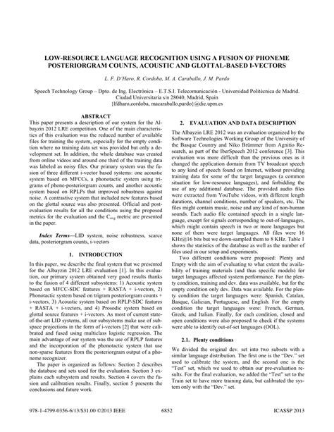 Pdf Low Resource Language Recognition Using A Fusion Of Phoneme