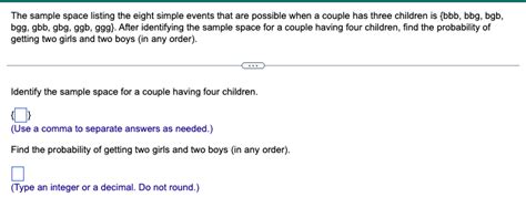 Solved The Sample Space Listing The Eight Simple Events That