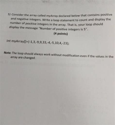 solved consider the array called my array declared below