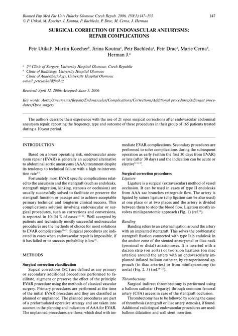 Pdf Surgical Corrections Of Endovascular Aneurysms Repair Complications