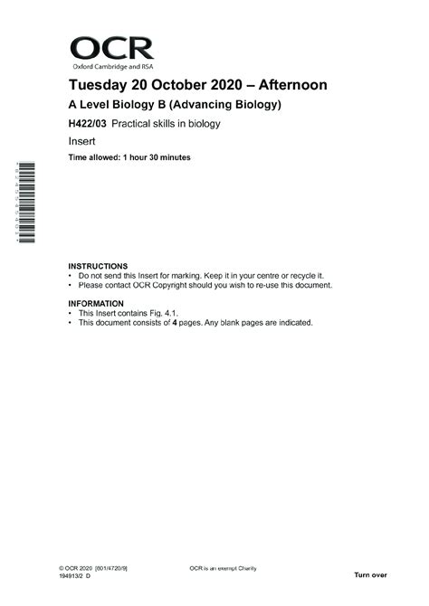 Biology B H42203 Practical Skills In Biology Advanced Gce Question