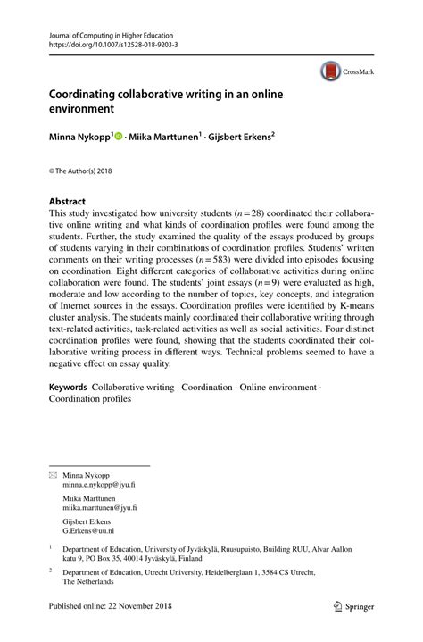 Pdf Coordinating Collaborative Writing In An Online Environment