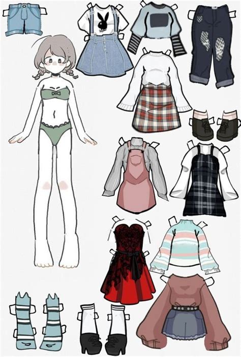 Куколка Modello Di Bambola Di Carta Doodles Carini Abiti Del