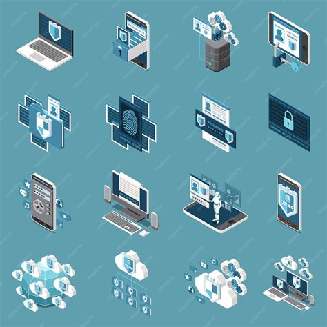 Premium Vector Digital Privacy Personal Data Protection Set With Isolated Cloud Lock And