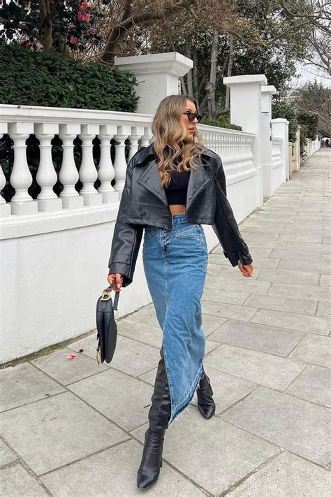 A Stylish Way To Wear A Denim Skirt Artofit