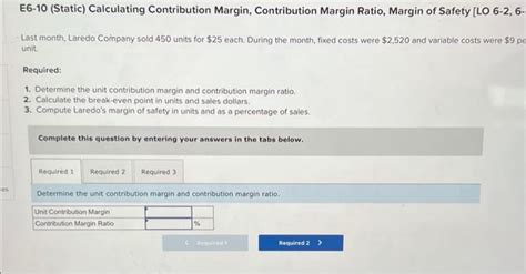 E Static Calculating Contribution Margin Chegg
