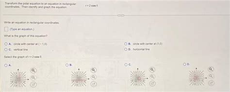solved transform the polar equation to an equation in
