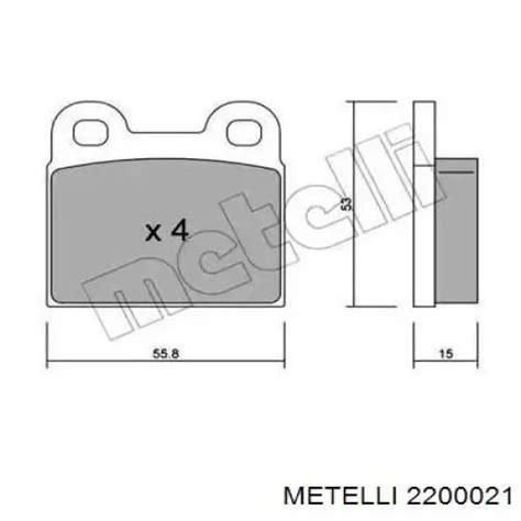 22-0002-1 Metelli колодки тормозные задние дисковые