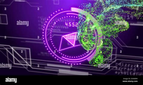 Digital Data Processing Image Over Abstract Geometric Shapes And Green