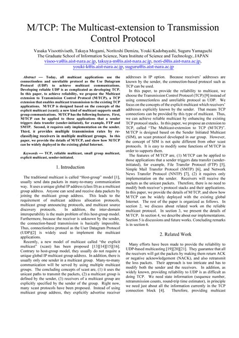 pdf m tcp the multicast extension to transmission control protocol
