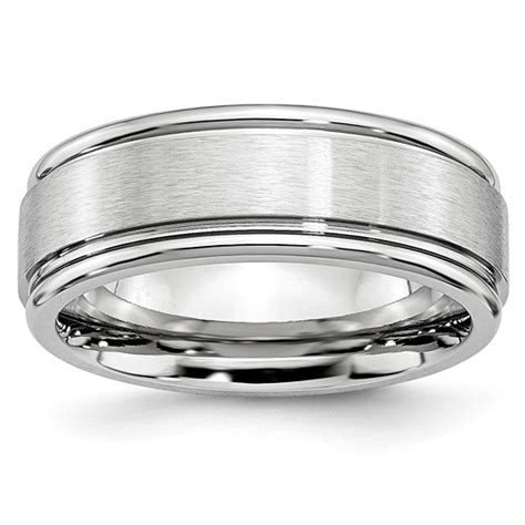 Cobalt Satin Wedding Band With Grooved Edges 8mm Cc36 Joy Jewelers