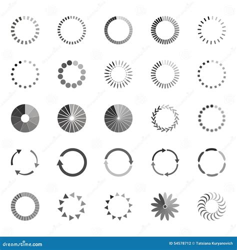 Loading Status Icons Round Progress Bar Vector