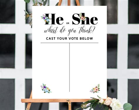 Gender Reveal Sign Template Boy Or Girl Voting Chart He Or She Votin