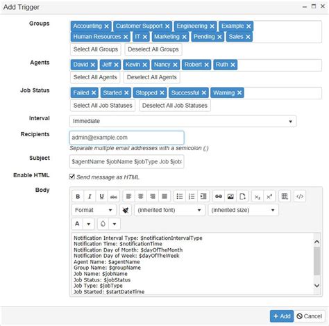 Notification Triggers Novabackup Cmon Help