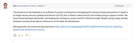 java go1 21 速览：正式结束对 macos 10 13 和 10 14 的支持 煎鱼的清汤锅 segmentfault 思否