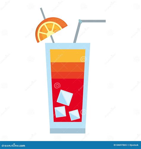 Cocktail Sex On The Beach Orange Straw Ice Stock Illustration Illustration Of Alcohol Orange