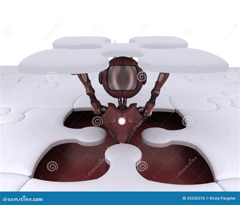 Android With Jigsaw Puzzle Stock Illustration Illustration Of Piece