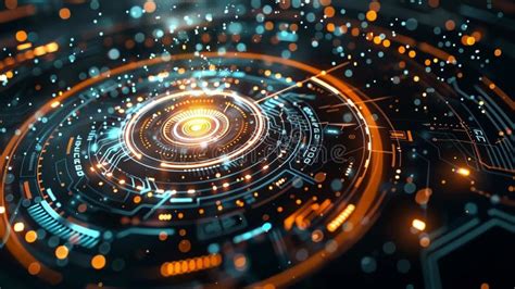 Futuristic Technological Hud Showing Rotating Circular Data Analysis