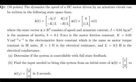 solved q4 10 ﻿points ﻿the dynamics the speed of a dc