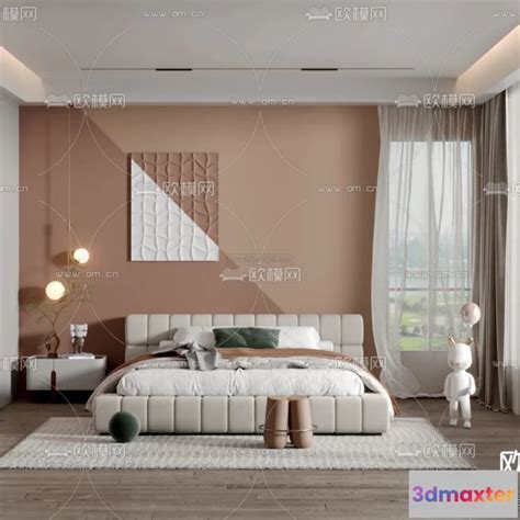 Morandi Style Interior 3d Blocks Bedroom 3d Scene 176 3d Max 3dmaxter