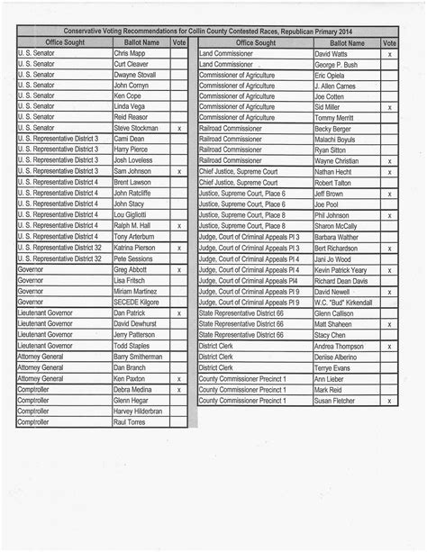 Hey Julie Sue Collin County Voting Recommendations Republican Primary 2014