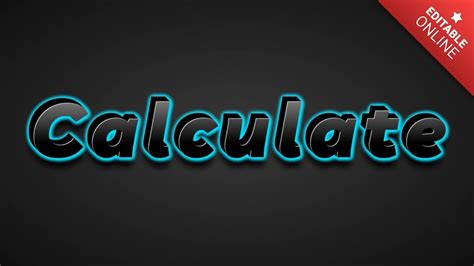 Calculate Black 3d With Blue Glow Text Effect Generator
