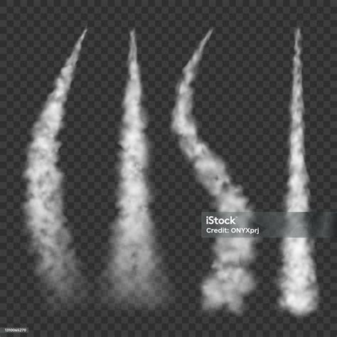 비행기 증기 로켓 트랙 연기 응축 구름 분사 공기 모양 비행 항공기 소용돌이 증기 괜찮은 벡터 현실적인 템플릿 날아오름 활동에