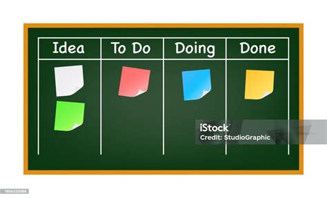 칸반 보드의 백지 메모 세트 한 달 동안 일정을 잡습니다 기획 회의 및 행사 관리 및 조직 스크럼 관리 보드 벡터 일러스트 레이