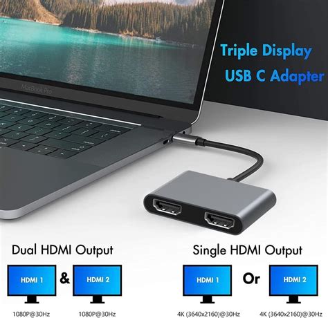 FireSale GOPALA Triple Display USB C Hub With Dual HDMI Hub Adapter USB C To 2 HDMI 4K USB3 0