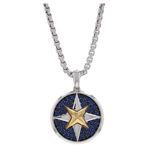 Effy Compass Sapphire Necklace 22 Sterling 925 Yellow Gold 18k 100ctw Star For Sale At 1stdibs