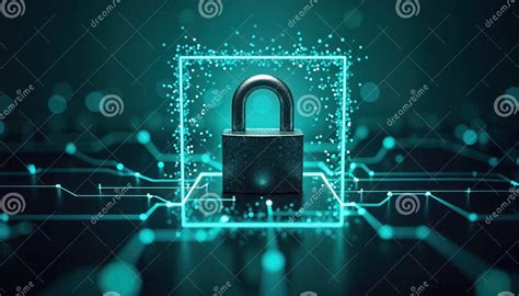 Futuristic Illustration Of Cybersecurity Padlock Stands On Digital Network Cybersecurity Data