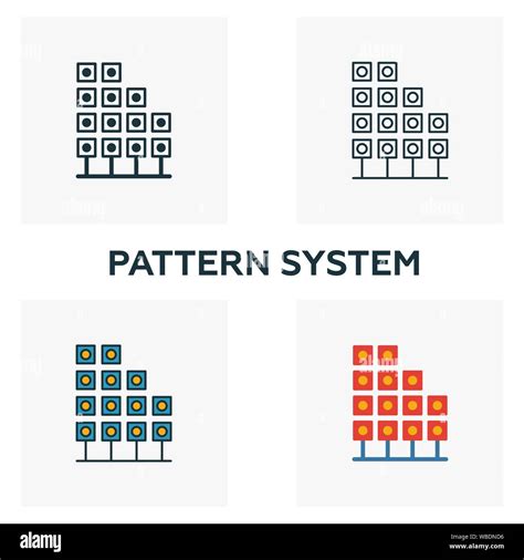 Pattern System Icon Set Four Elements In Diferent Styles From Big Data Icons Collection