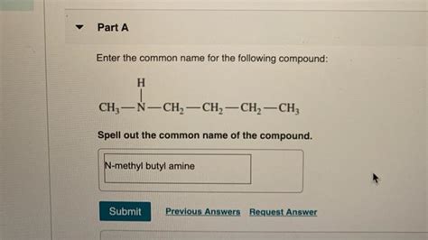 Solved Part A Enter The Common Name For The Following