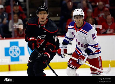 Carolina Hurricanes Evgeny Kuznetsov 92 Watches The Puck With New