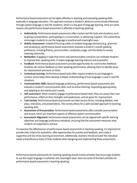 Performance Based Assesment Pdf Educational Assessment Job Interview