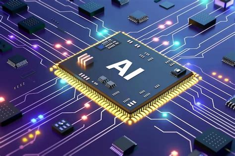Ai Microprocessor With Vibrant Colors And Detailed Electronic Circuits In Macro View Premium