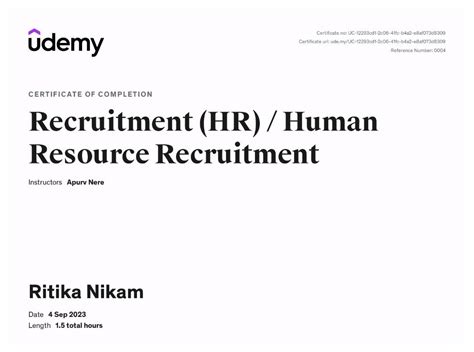Ritika Nikam On Linkedin Coursecompletion Recruitment Learningjourney Hr Udemy Certification