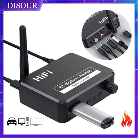 Dac And Bluetooth 5 1 Audio Receiver Digital To Analog Converter With Fiber Optic 3 5mm Aux Rca