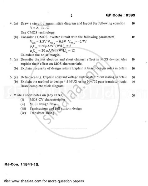 Vlsi Design 2014 2015 BE Electronics Engineering Semester 7 BE Fourth Year Old Question Paper