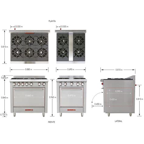 Estufa A Gas 6 Quemadores Horno Ec 6 Hg MÁster Mobiliario Restaurantero