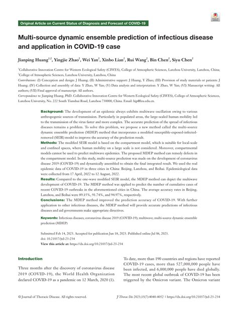 pdf multi source dynamic ensemble prediction of infectious disease