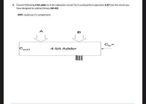solved 2 convert following 4 bit adder to 4 bit subtractor