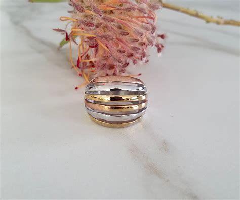 Chunky Big Ring Tri Colour Bold Handcrafted Statement Jewellery
