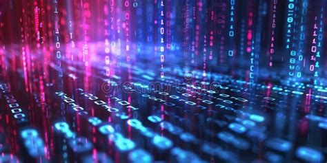 Futuristic Digital Matrix With Light Streams Data Code Technology
