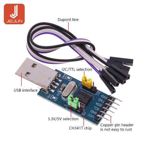 Ch341t 2 In 1 Module 3 3v 5v Usb To I2c Iic Uart Usb To Ttl Single Chip Serial Port Downloader