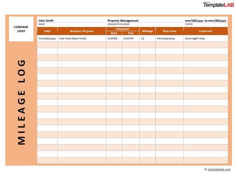 Excel Mileage Log Template