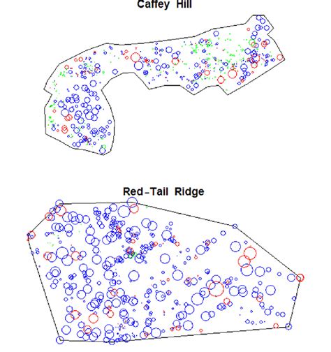 Spatial Distribution Of Live Trees Blue Dead Trees Red And