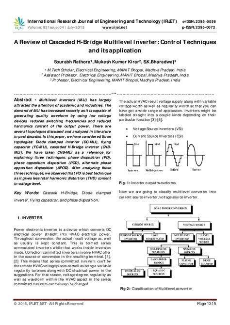 Pdf A Review Of Cascaded H Bridge Multilevel Inverter Control